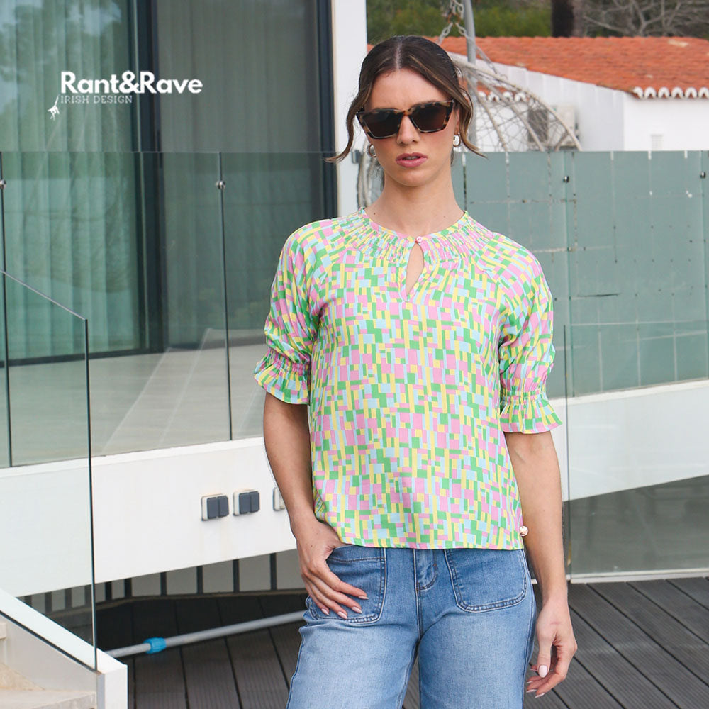 Rant & Rave Aylin Top Green/Pink – Mall Road Design